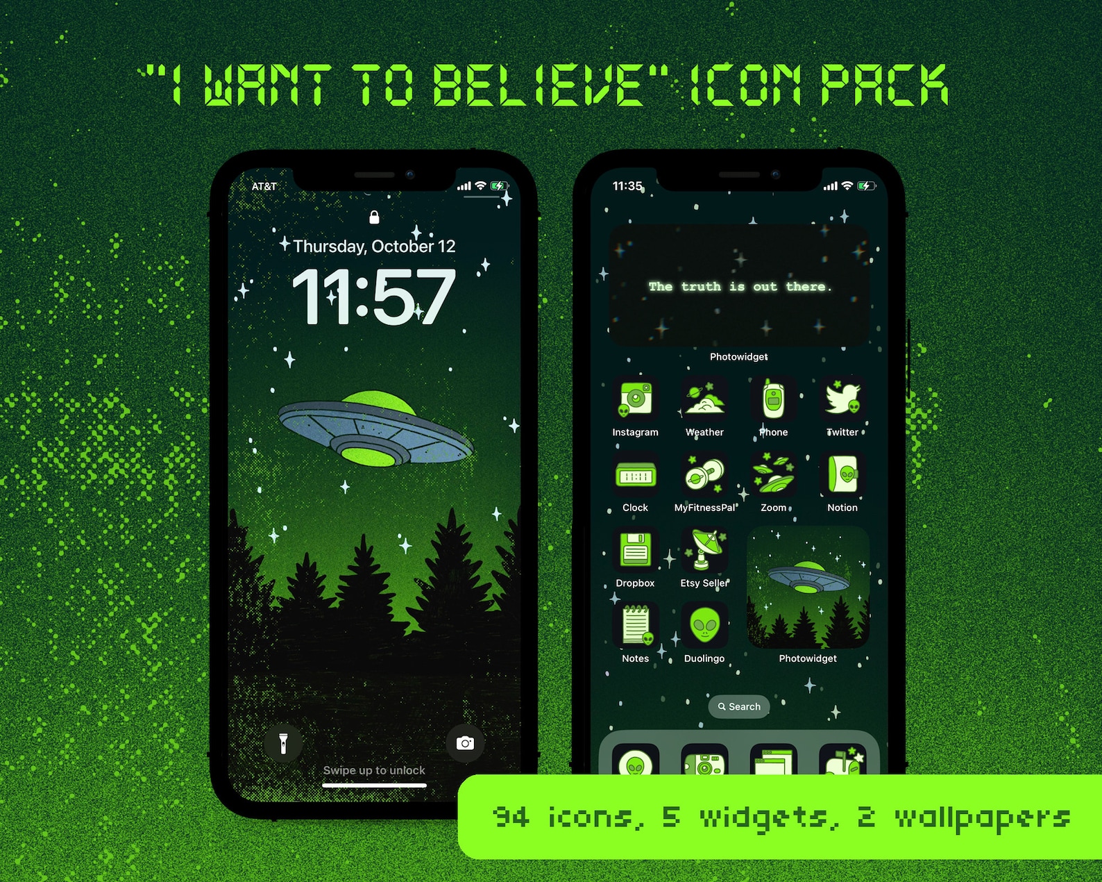 I Want to Believe Icon and Wallpaper Pack | Hand Drawn UFO App Icons ...