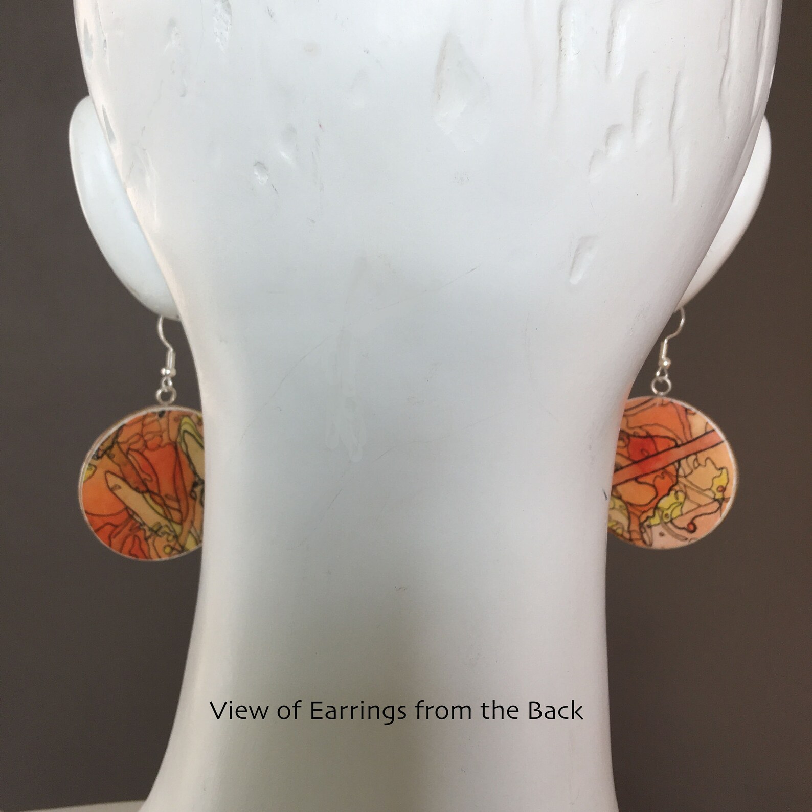 Hand Painted, Colorful, One-of-a-kind Resin Earrings, Designs on Front ...