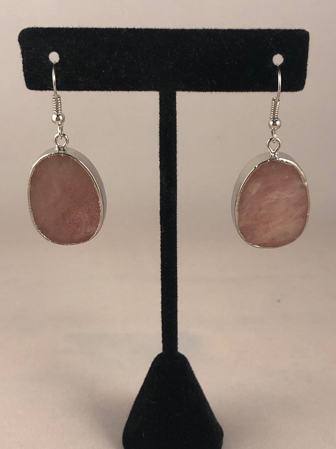 Pendientes de piedras preciosas rosas y de plata, pendientes de cuarzo ...