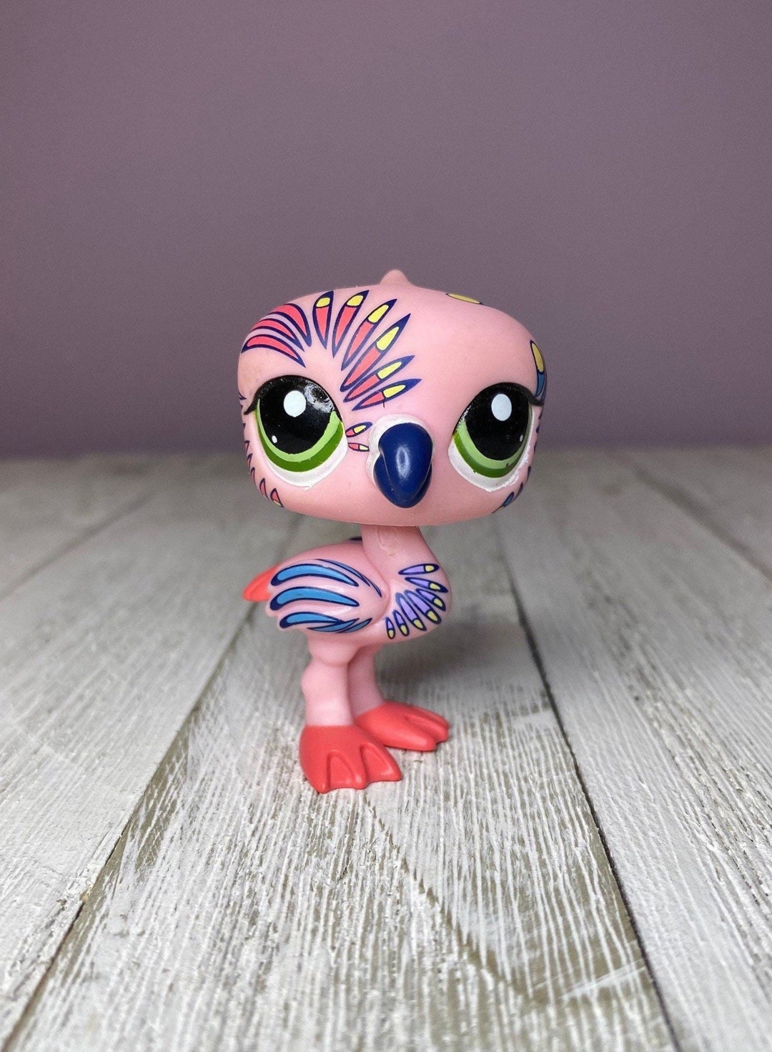 LPS 1438 Pink Flamingo Tattoo Feathers 2008 Hasbro, Postcard Pets ...