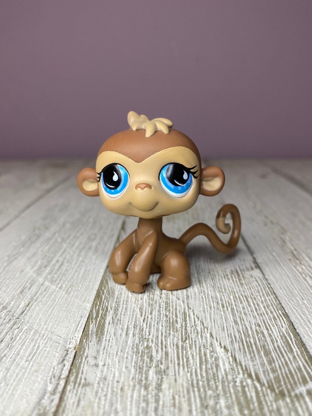 LPS 564 Brown Monkey W/blue Tear Drop Eyes 2007 Hasbro Littlest Pet ...