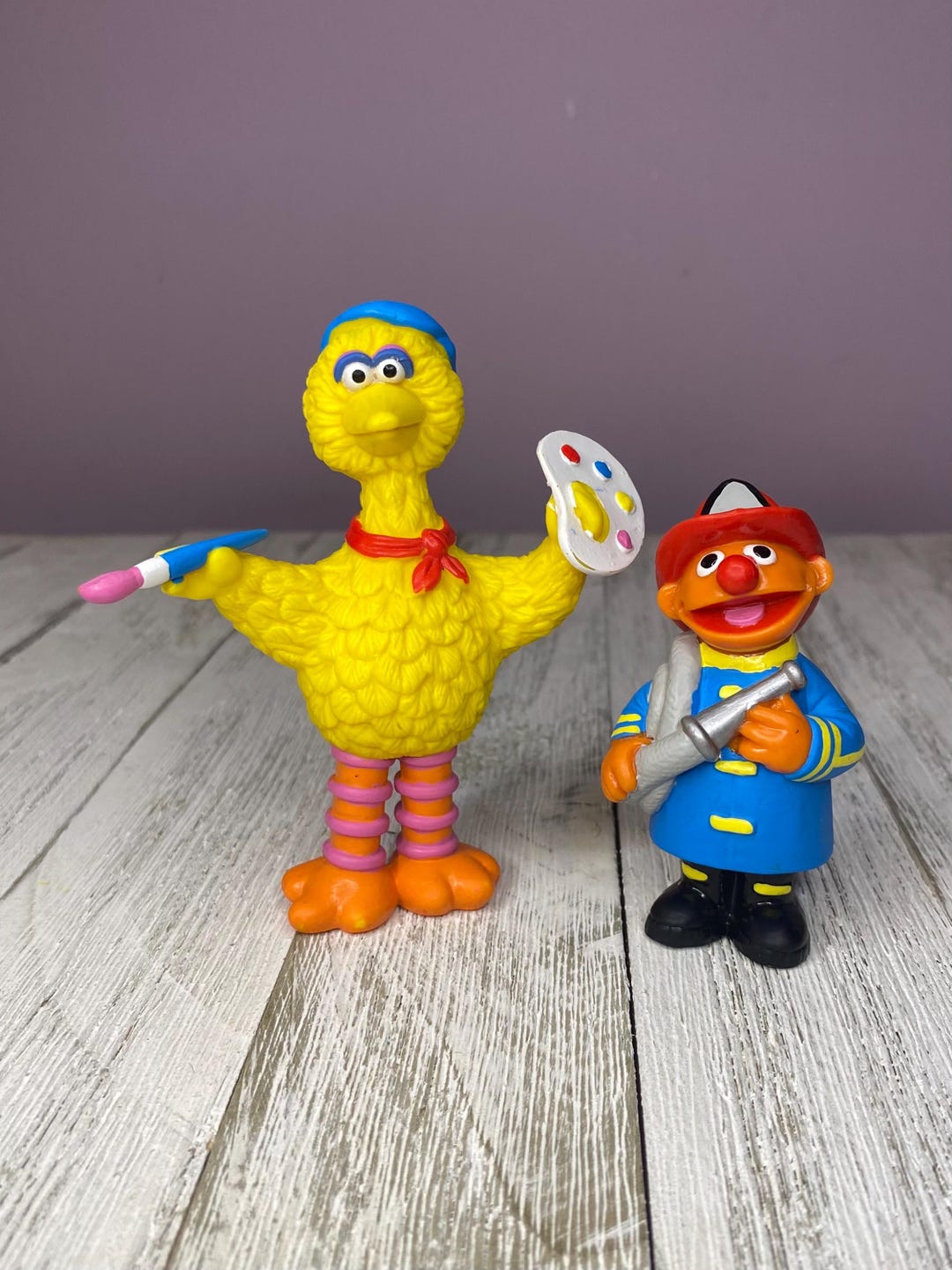 Sesame Street Big Bird Artist and Ernie Firefighter PVC Figures Cake ...