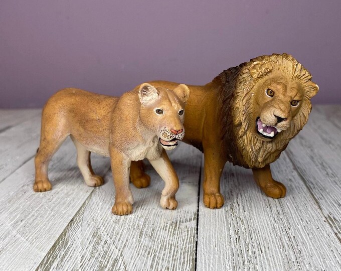 Schleich Lion and Lioness, Male and Female Lion Figures Schleich Safari ...