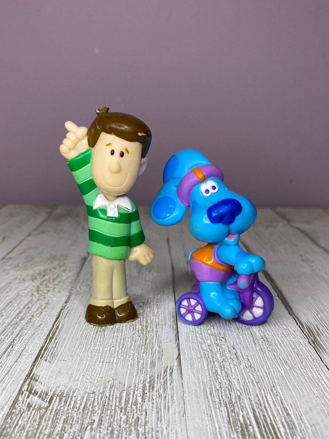 Blues Clues Steve and Blue Riding a Bike PVC Figures, 1990s Viacom ...