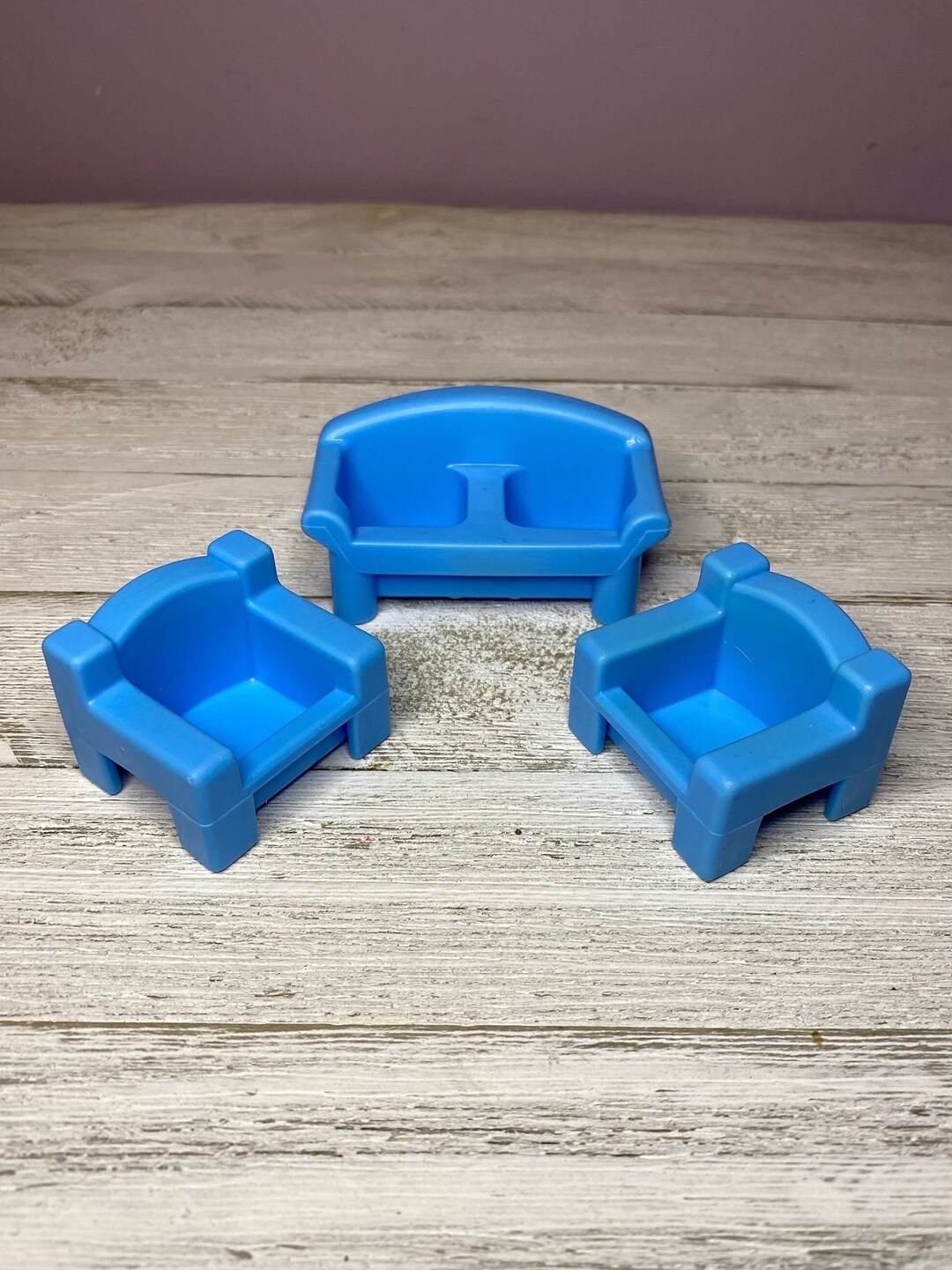 Sesame Street 1-2-3 Playset Replacement Blue Sofa and Chairs (1984 ...