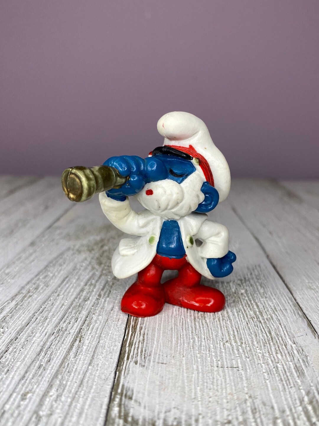 Smurfs Papa Smurf Sea Captain PVC Figure 1981 Schleich Peyo (flaws/see ...