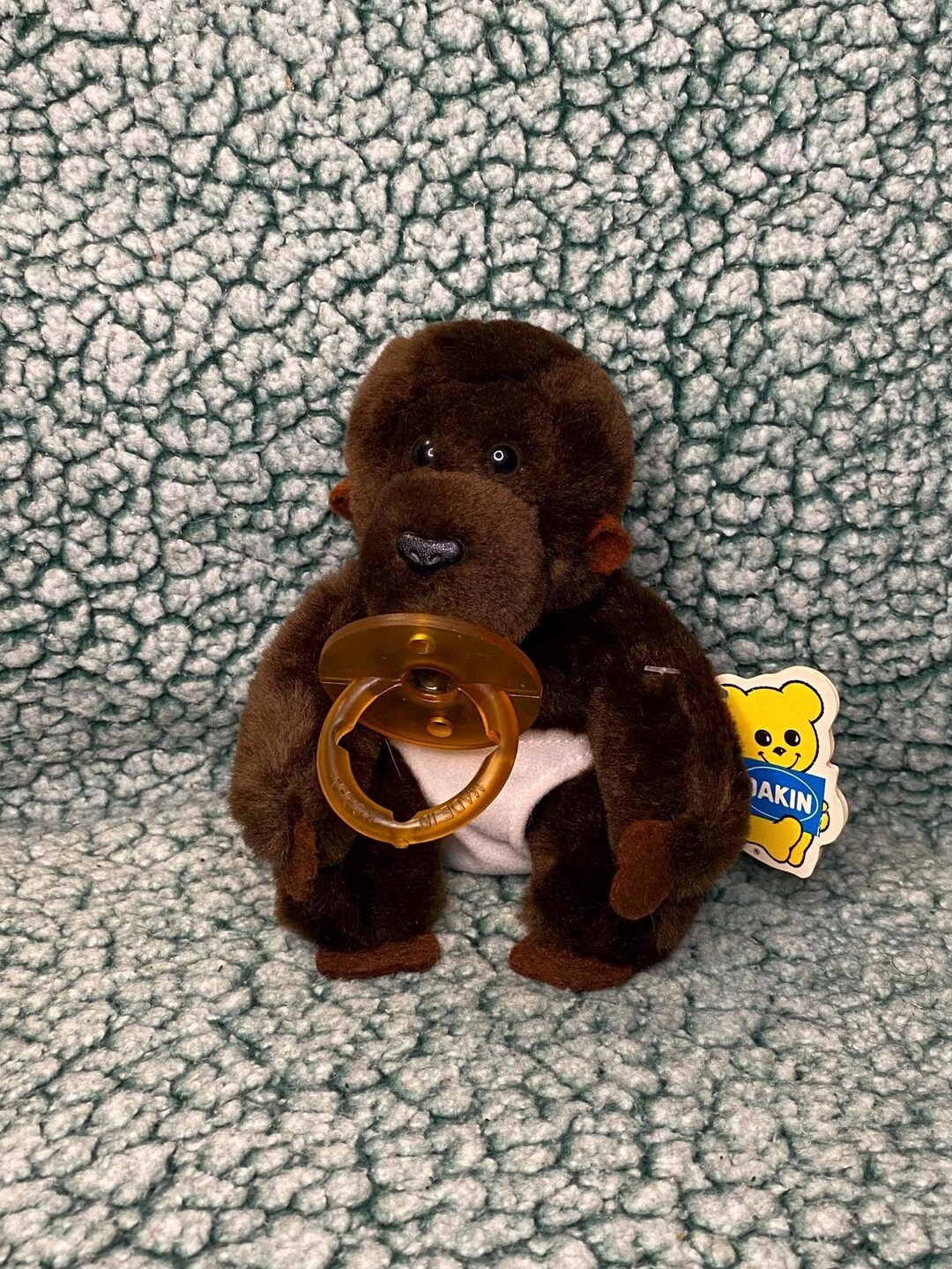 1986 Dakin Gorilla Monkey Baby With Pacifier and Diaper Tiny Goo Goo 5 ...