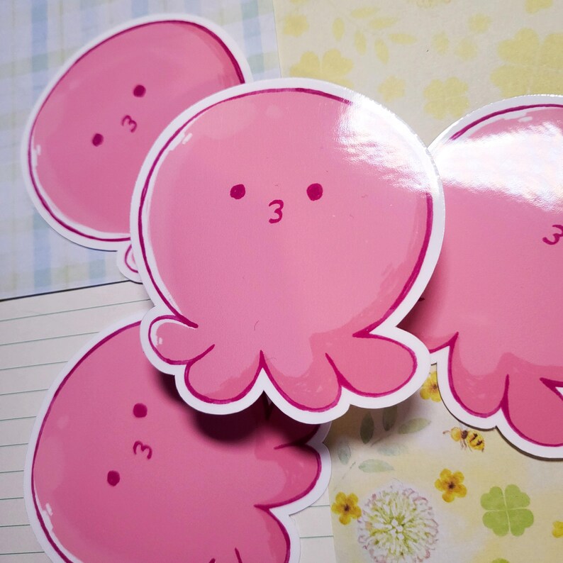 Pink Tako Octopus Anime Sticker || 3" Sticker - Etsy