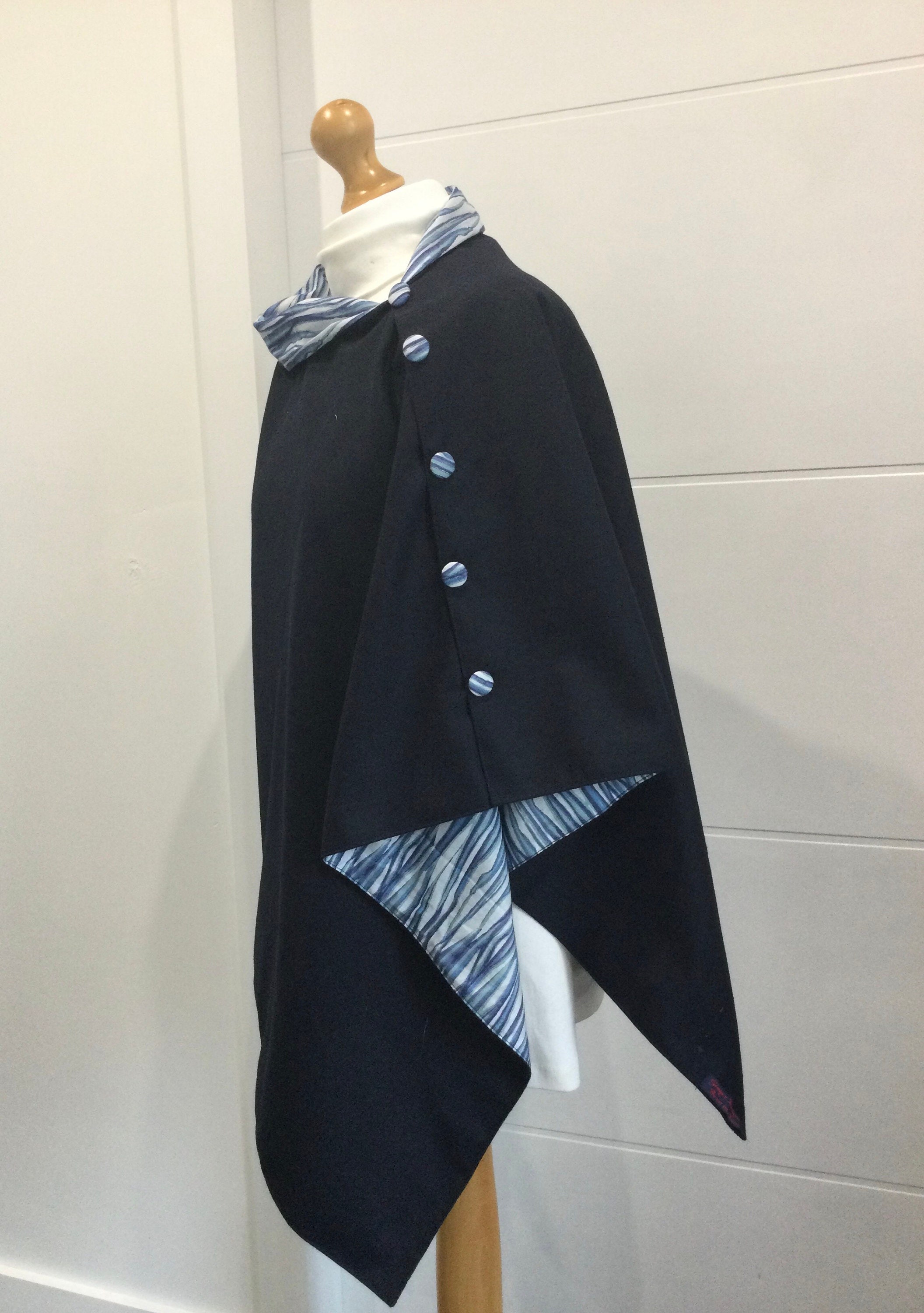 Navy Blue Wool Poncho, Pure Wool Skye Wrap, Poncho, Cape, Liberty of ...