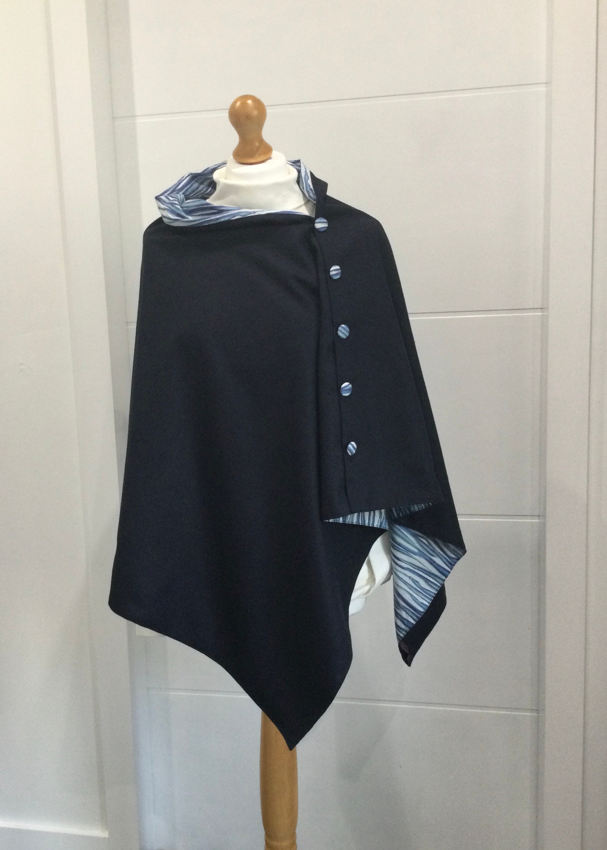 Navy Blue Wool Poncho, Pure Wool Skye Wrap, Poncho, Cape, Liberty of ...