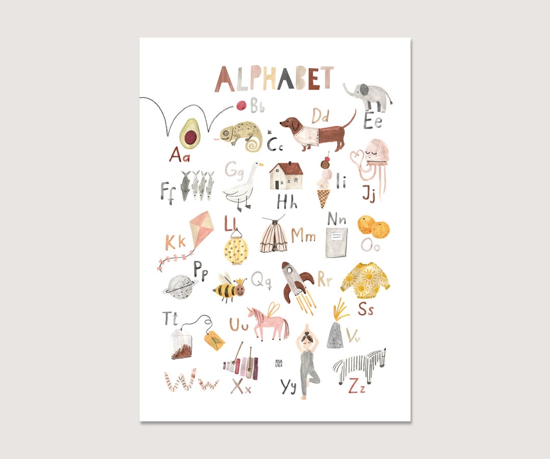 Digital Download ABC ENGLISH Poster Alphabet Children's Room Girls Boys ...
