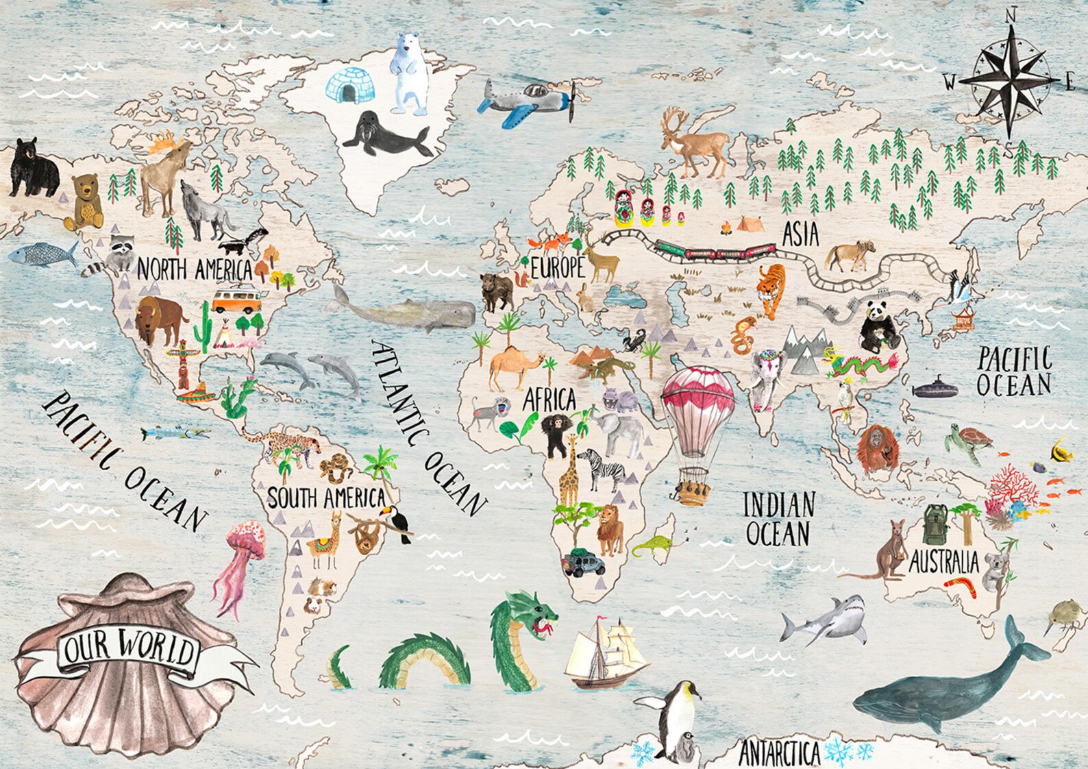 ENGLISH Poster World Map Children's Room Girls Young - Etsy UK