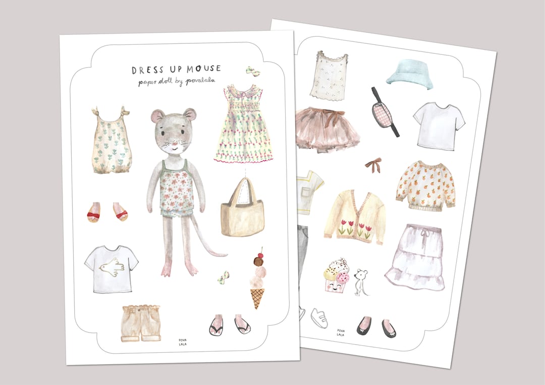 Dig Download Printable DRESS UP MOUSE Paper Doll Povalala Mouse Girl ...