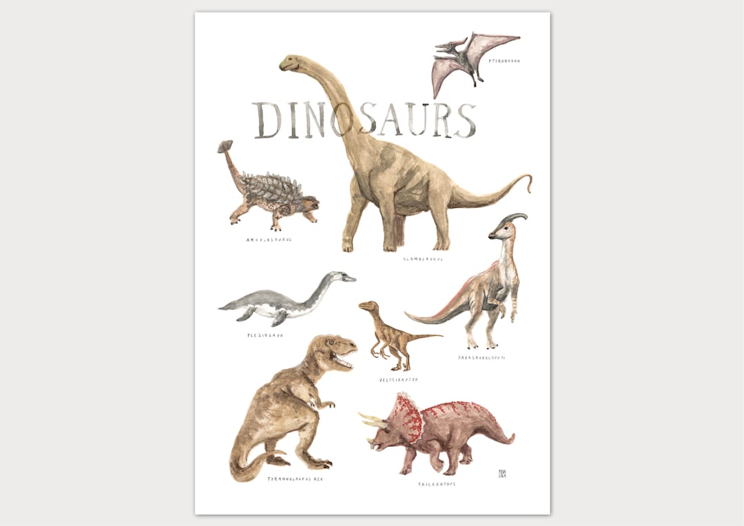 Printable DINOSAURS Poster Dig Download Poster Dinosaurs Kids Room Boys ...