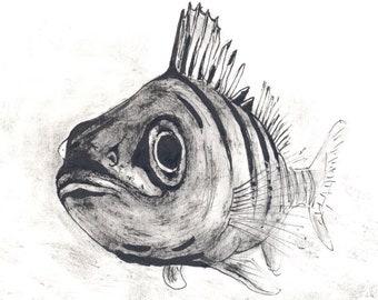 Ink Fish Drawing - Etsy