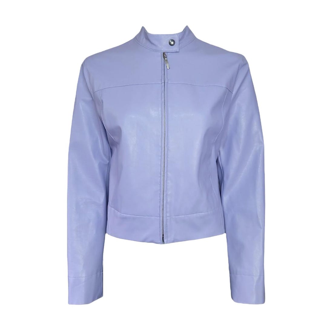 Vintage 00s Lilac Purple PVC Biker Jacket - Etsy UK