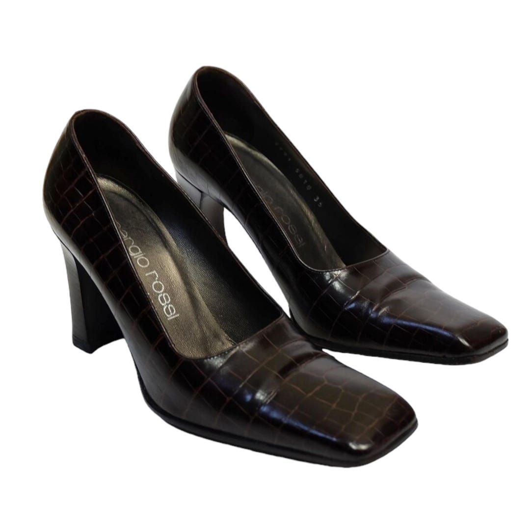 Vintage 90s Brown Mock Croc Heels (size UK 2 EU 35 US 4.5) - Etsy