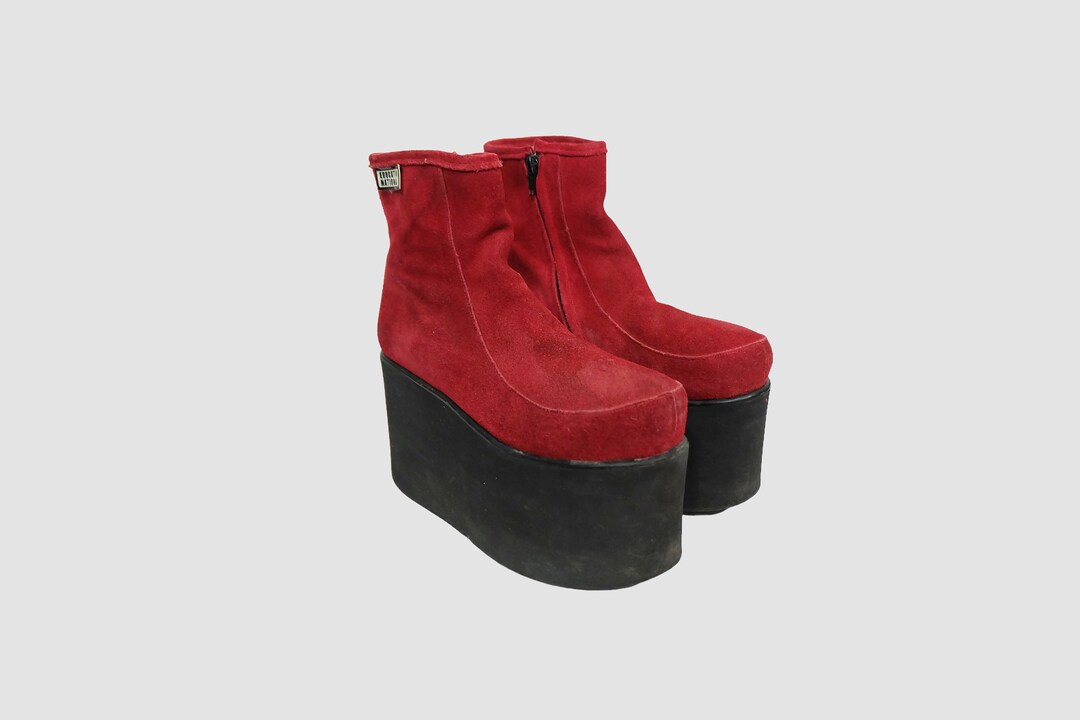 Vintage 90s Red Platform Shoes size UK 4 EU 37 US 6.5 - Etsy