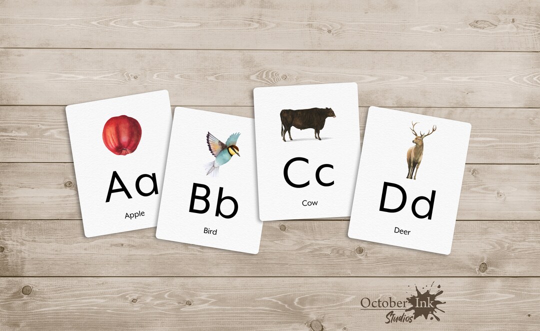 Nature / Animal Alphabet Flash Cards - ABC Cards - Learning Gift ...