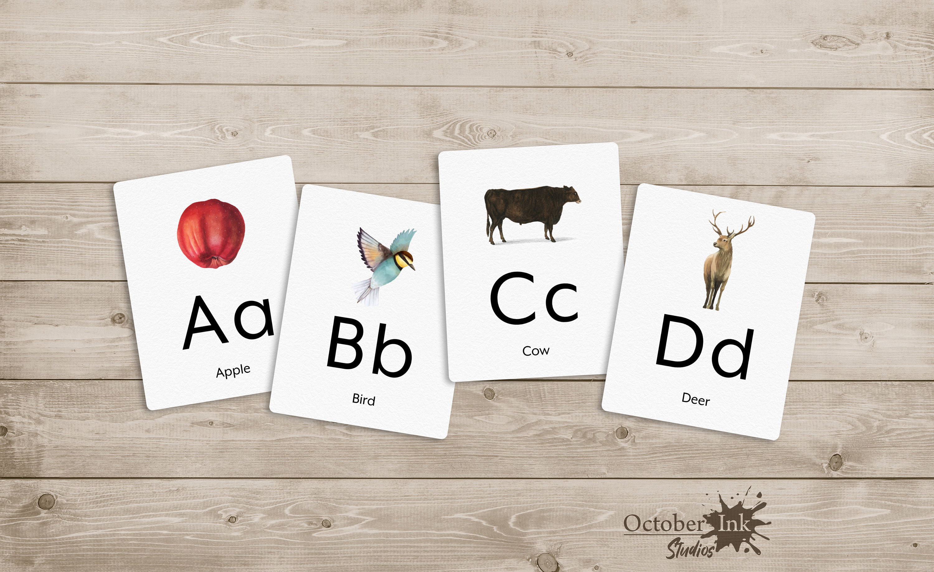 Nature / Animal Alphabet Flash Cards - ABC Cards - Learning Gift ...