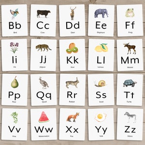 Nature / Animal Alphabet Flash Cards - ABC Cards - Learning Gift ...