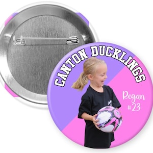 Sports Team Button, Personalized Pins for School Teams, Team Mom Dad ...