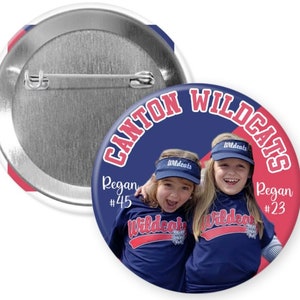 Sports Team Button, Personalized Pins for School Teams, Team Mom Dad ...