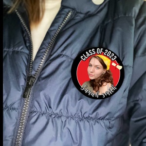 Graduation Custom 3 Photo Pin, Grad Picture Button. Brag Badge ...
