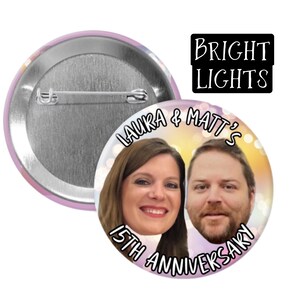 Anniversary Couple Pins, Floating Heads Button, Face Pins, 2.25 or 3 ...