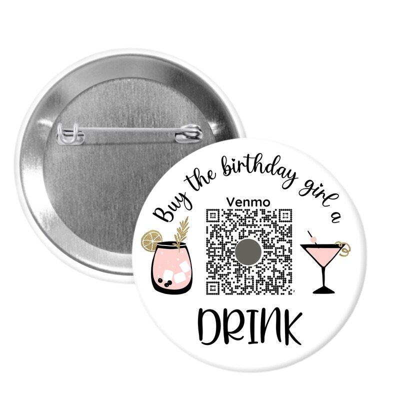 Birthday Drink Pin, Venmo QR Code Party Favor - Etsy