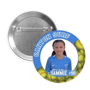 Personalized Sports Player Button Badge Pin, Player Name Number, Custom ...