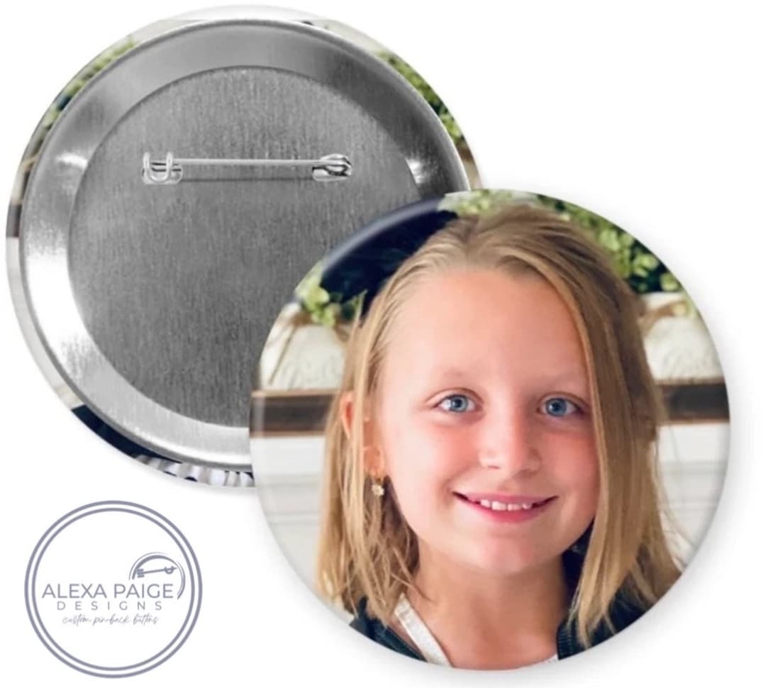 Custom 3” Pinback Button, Personalized With Your Photo, Logo or Writing ...