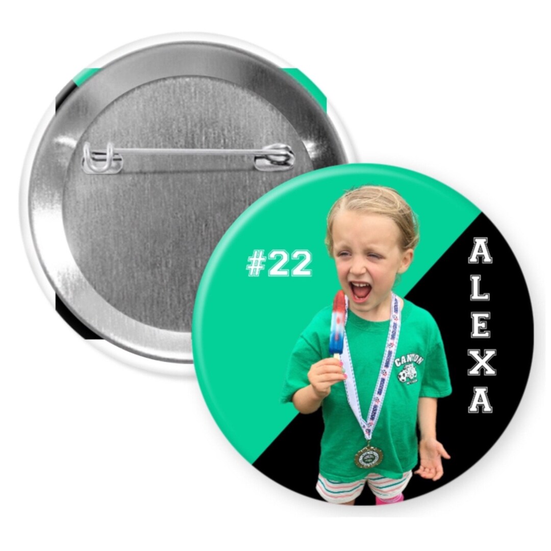 Sports Team Button, Personalized Pins for School Teams, Team Mom Dad ...