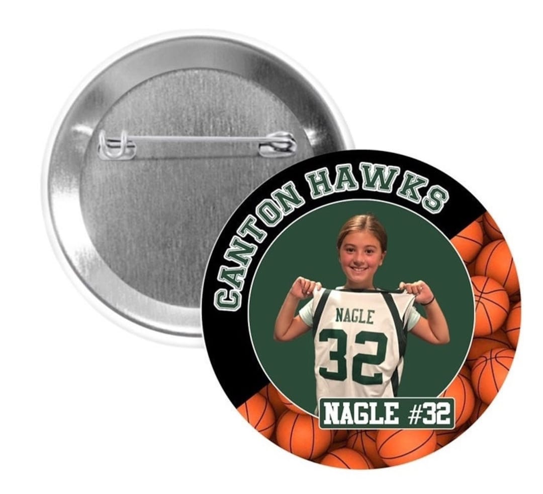 Personalized Sports Player Button Badge Pin, Player Name Number, Custom ...