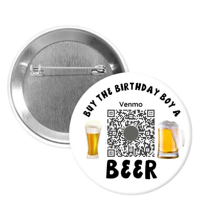 Birthday Drink Pin, Venmo QR Code Party Favor - Etsy