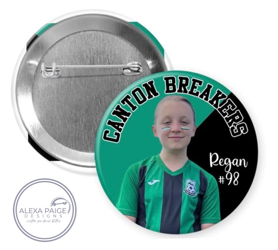 Sports Team Button, Personalized Pins for School Teams, Team Mom Dad ...