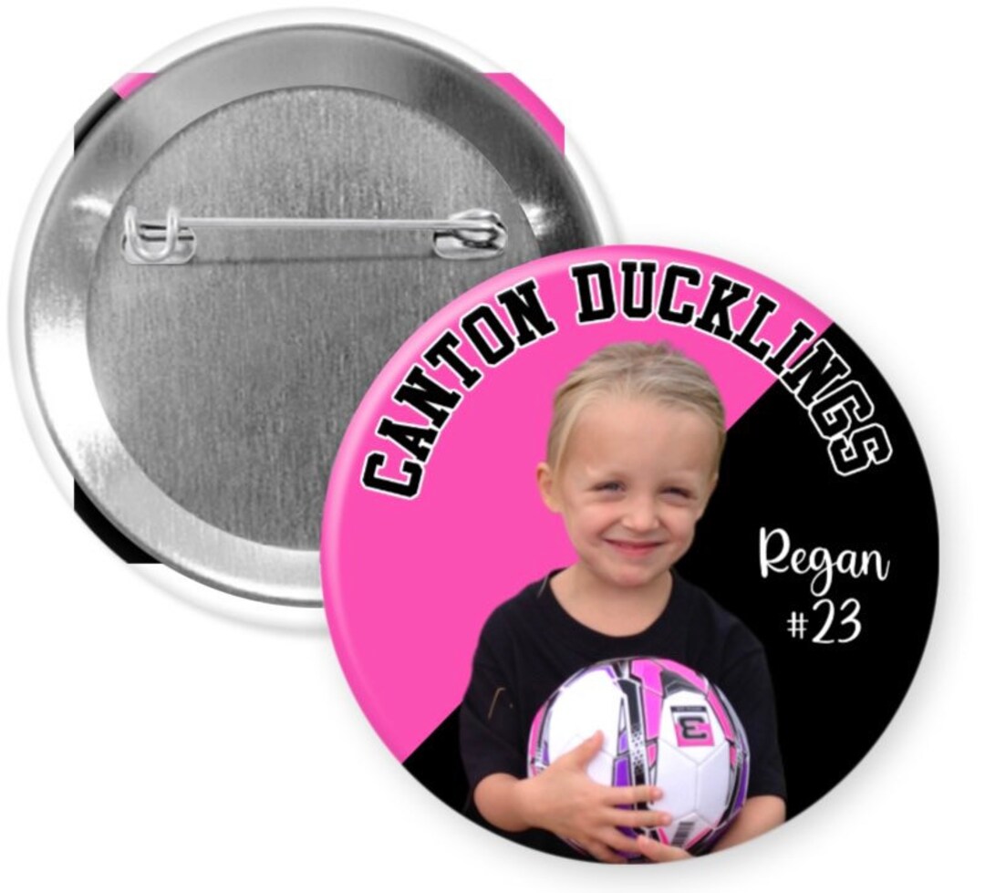 Sports Team Button, Personalized Pins for School Teams, Team Mom Dad ...