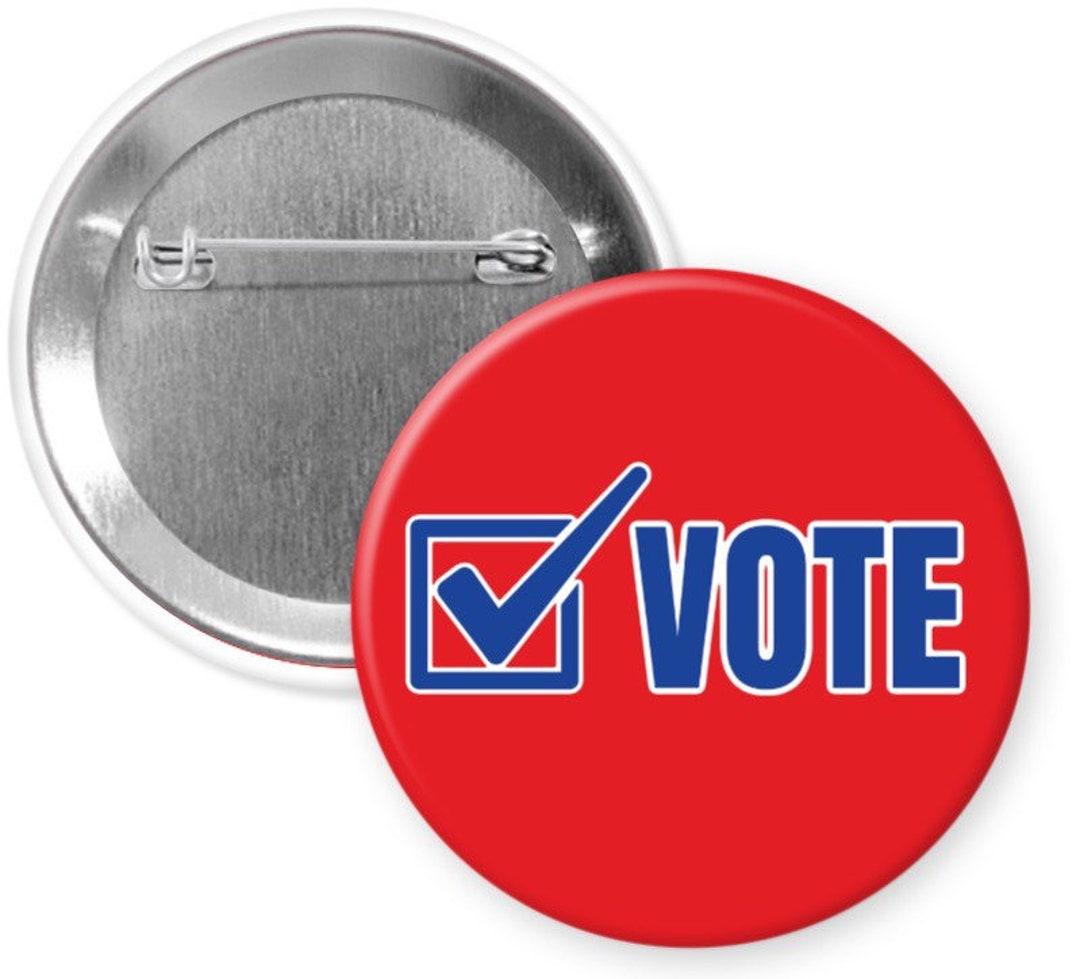 I Voted Pin-back Buttons. Check I Voted. Democracy Button. Three Sizes ...