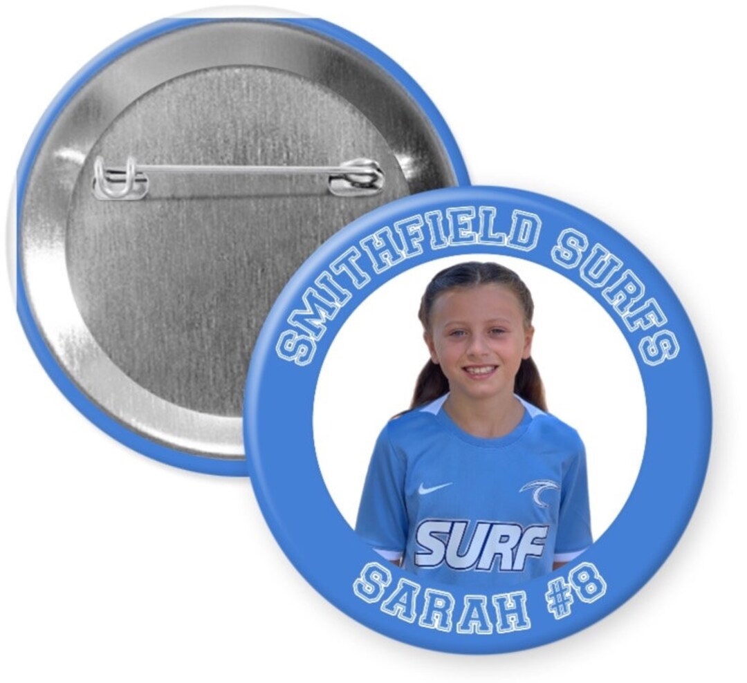 Sports Team Button, Personalized Pins for School Teams, Team Mom Dad ...