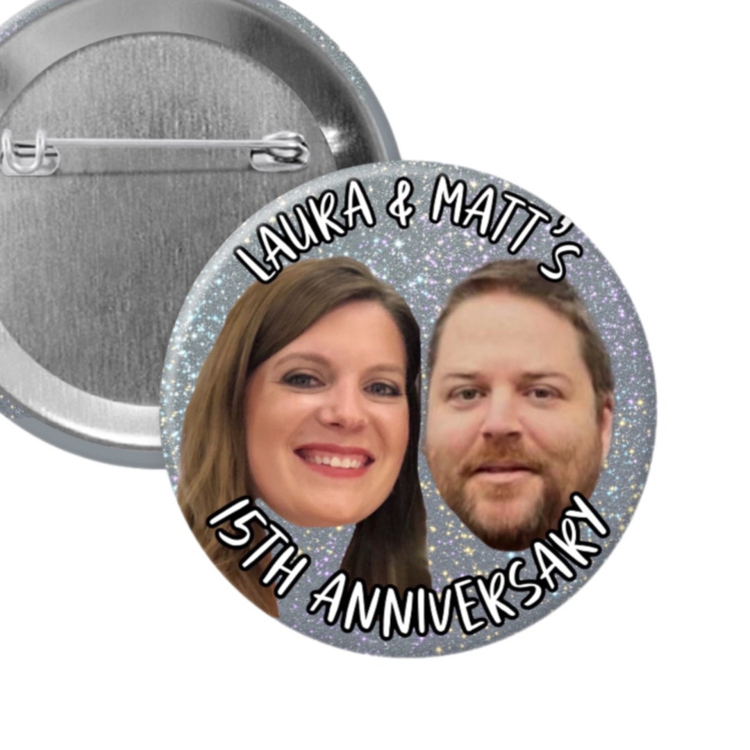 Anniversary Couple Pins, Floating Heads Button, Face Pins, 2.25 or 3 ...