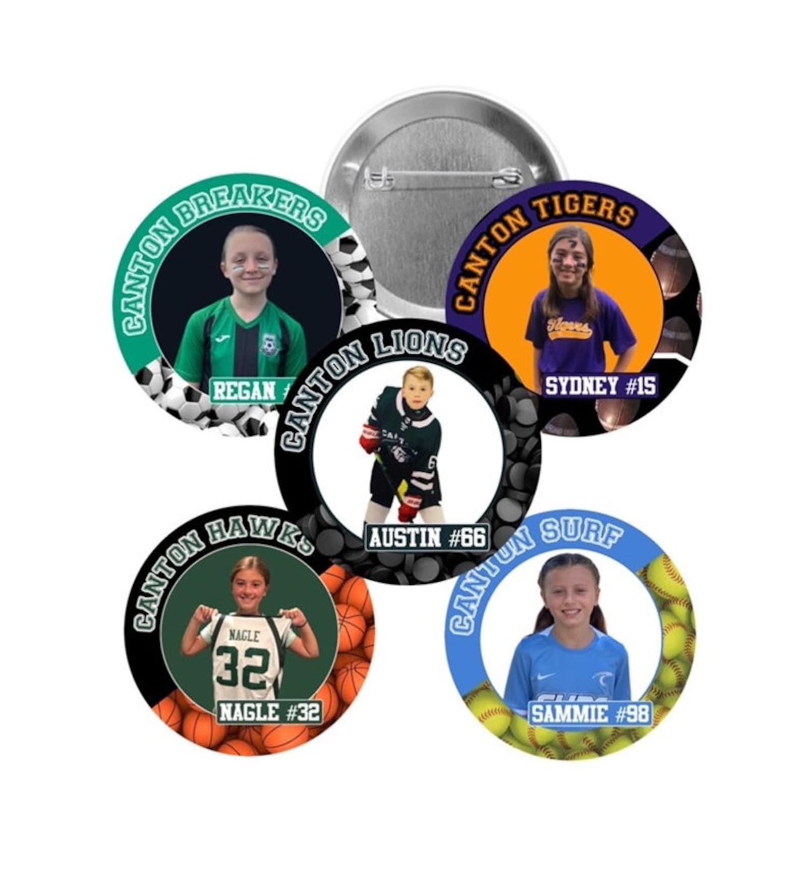 Personalized Sports Player Button Badge Pin Player Name - Etsy