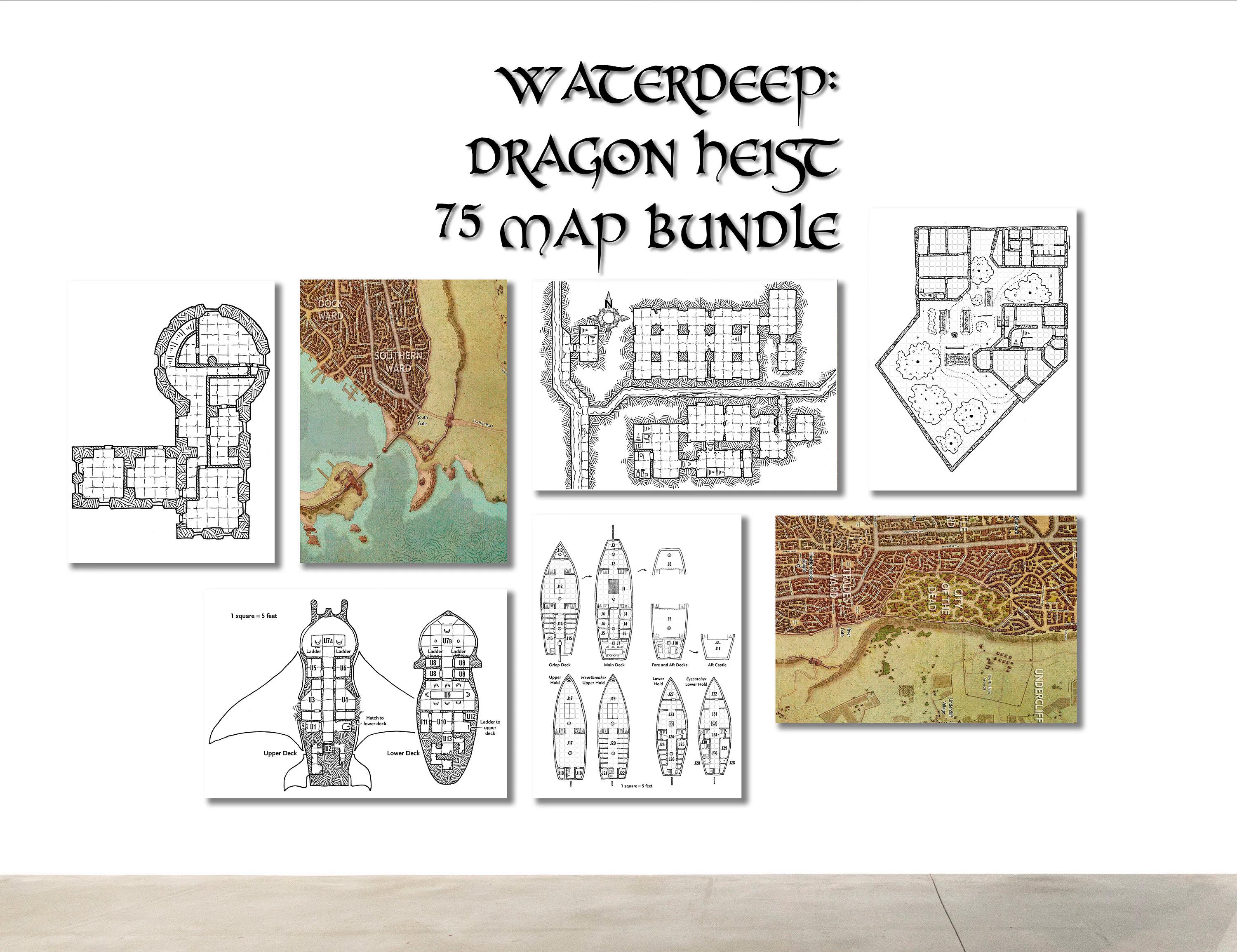 Dragon Heist Adventure Map Bundle - Battlemap Prints on Matte Photo ...