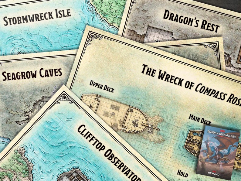 Dragons of Stormwreck Isle Battle Maps – 5 Full-size 1" Inch Grid Maps ...