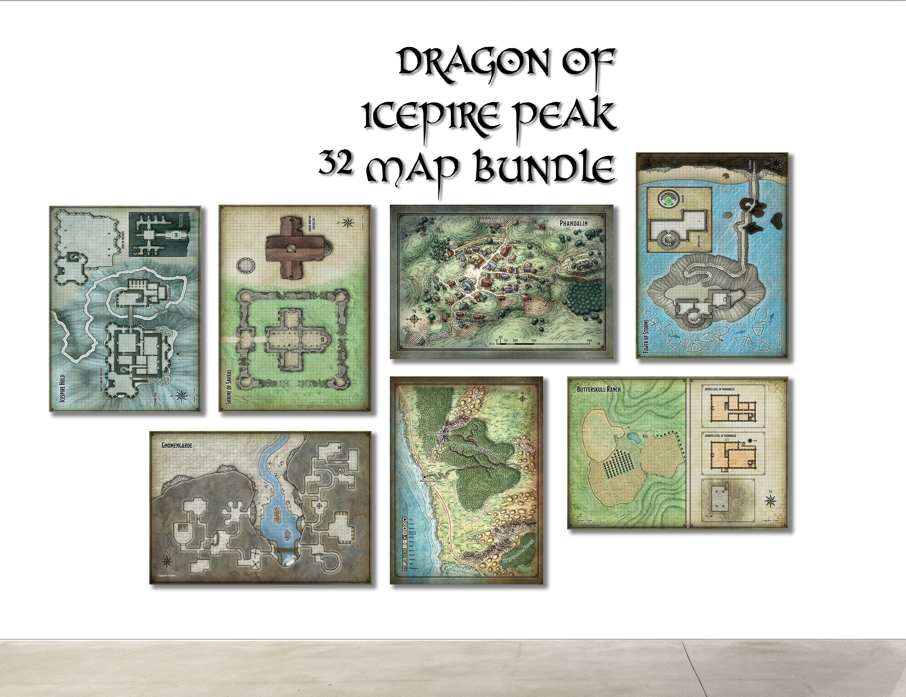 Dragon of Icepire Peak Adventure Map Bundle Quality Prints on Matte ...