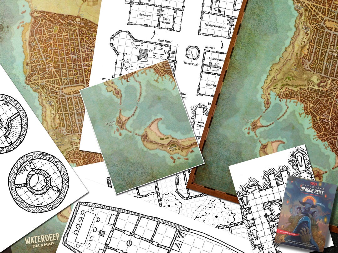 Waterdeep Dragon Heist Adventure Battle Maps – 50 Full-size 1" Inch ...