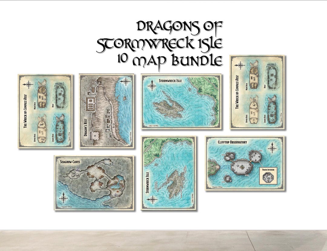 Dragons of Stormwreck Isle Map Bundle - Quality Battlemap Prints on ...