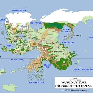 Toril Canvas Print World Map High Grade Roll Up Cotton | Etsy
