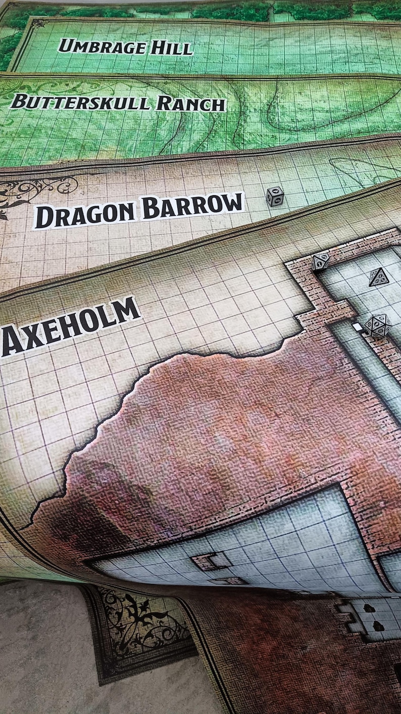 Dragon of Icespire Peak Full-size True 1" Inch Grid Map Prints on ...