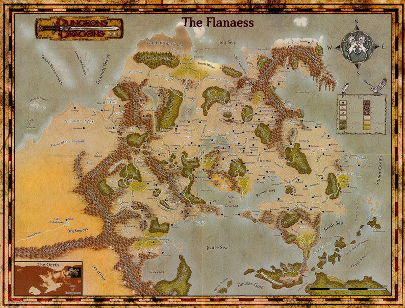 RPG World Map Canvas Print Game World Map High Grade Cotton - Etsy