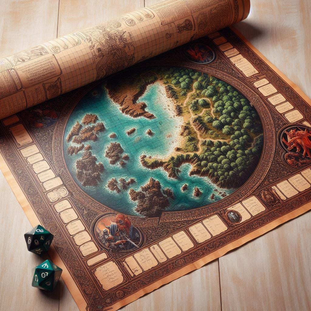 Custom TTRPG Fantasy Map Canvas Print - Premium Quality Battlemap Print ...